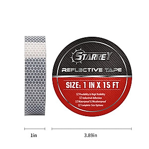 STARREY Flexible Reflective Tape White Silver 1 Inch X 15 Feet High Intensity Grade DOT-C2 Safety Tape Waterproof Conspicuity Trailer Reflector