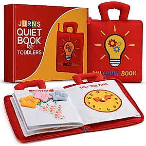 Jurns Quiet Book for Toddlers 1-3 Years Old - Montessori Travel Toys for Kids - Soft Cloth Children Book - Quiet Toys for Boys and Girls - Sensory Toddler Activities Book - Kid’s Gift Idea