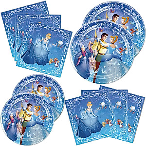 Omto 40Pack Cinderella Party Supplies include 20 plates, 20 napkinsfor Cinderella birthday party decoration