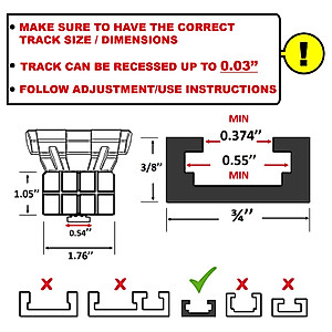 T-Track Clamps for woodworking, T Track accessories, for T-Track Profile (3/4’’ * 3/8’’) | Stop Blocks | Inline Auto Adjust Quick Release Woodworking Clamps, for Routers, Drill press, Table saws, 4pc