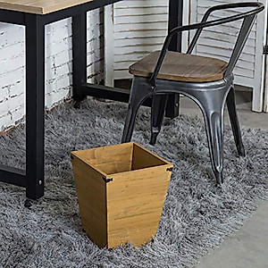 MyGift Brown Wood Design Waste Bin/Small Decorative Trash Can for Bedroom, Bathroom & Office