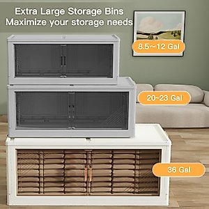 Storage Bins with Lid, 36 Gal Extra Large Collapsible Storage Bins with Private Panel, 3 Packs Stackable Storage Bins with Wheels,Closet Organizers and Storage for Home, Ofiice, Dorm