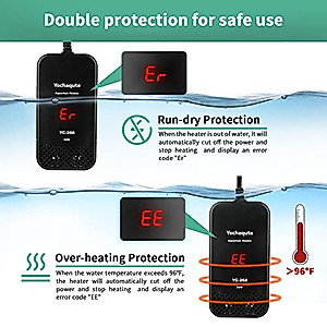 Yochaqute Aquarium Fish Tank Heater: 50 Watt Submersible Small Betta Heater with LED Temperature Display Adjustable External Controller for 1-10 Gallon Saltwater | Freshwater
