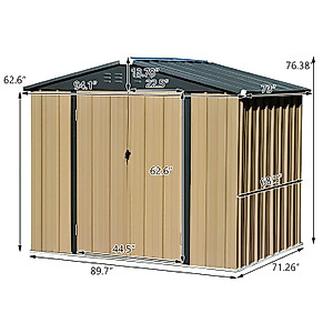 Catrimown 8' x 6' Storage Shed, Utility Storage Shed for Garden Backyard Lawn, Patio House Building with Double Doors and Lock