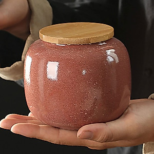 AMAYYAgwsnh Food Container Sets Creative Cover Ceramic Jar Sealed Tea Tin Storage Box Porcelain Kitchen Utensils Grain Seasoning Tank Enamel Storage Jar