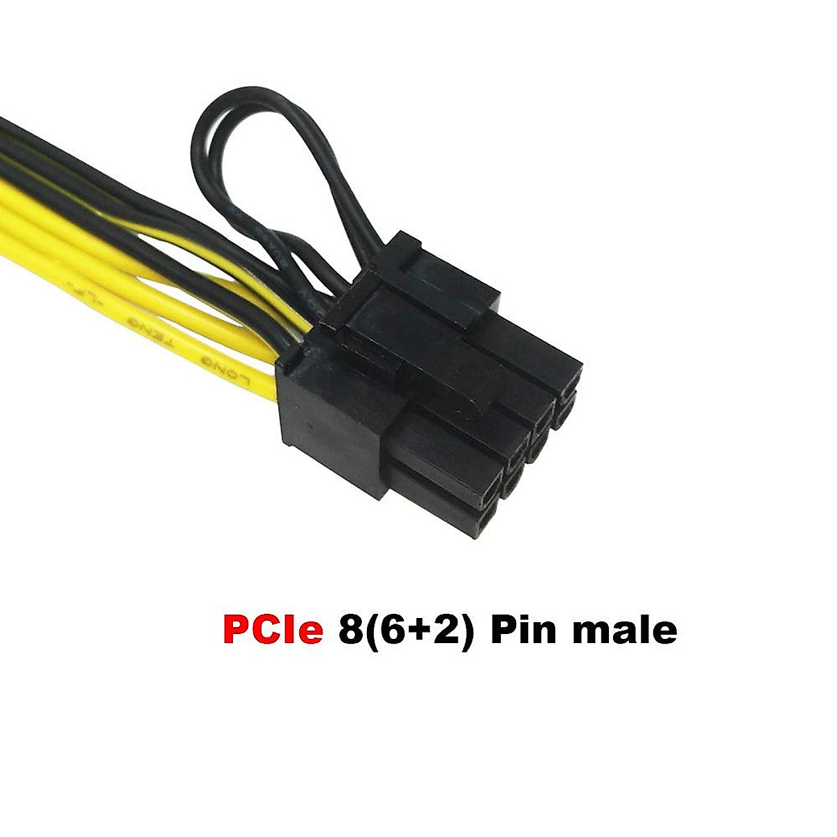 6 Pin Male to 8 Pin (6+2) Male PCIe Adapter Power Cable PCI Express Extension Cable (24 Inch)