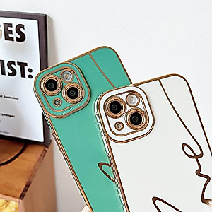 Skyseaco Compatible with iPhone 13 Case Cute, Luxury Plating Love Letter Case for Women Girls, Soft TPU Full Camera Shockproof Protective Case for iPhone 13 6.1 inch (White)