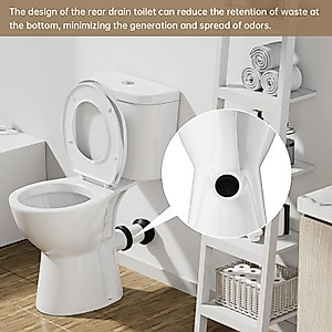 SUPERFLO Rear Outlet Toilet With 19 Inch Tall Toilet Bowl & Tank, High Toilets For Seniors With Rear Discharge-Includes Extension Pipe