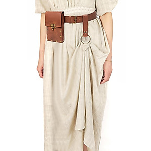 Belt Pouch Waist Bag Fanny Pack Steampunk Phone Holder Medieval Bag Leather Belt Renaissance Cosplay Costume Accessories (1-Brown)