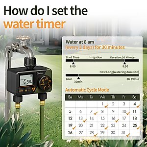 Diivoo Sprinkler Timer 2 Zone, Programmable Water Hose Timer 2 Outlet for Garden, Automatic Irrigation Timer IP54 with Rain Delay/Manual/Auto Mode, Outdoor Hose Timer Controller for Lawn, Yard, Pool