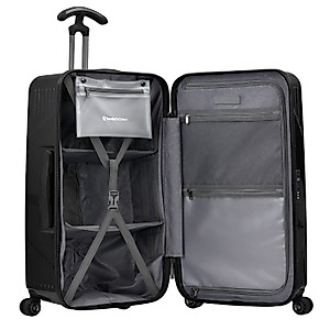Traveler's Choice Ultimax II 26" Medium Trunk Spinner Luggage, Tie Down Straps, Matte Black, Checked Inch