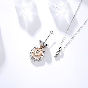 Hioed Horseshoe Urn Pendant Necklace for Ashes 925 Sterling Silver Lucky Charm Memorial Keepsake Cremation Rose-Gold Jewelry Necklace Ash for Women