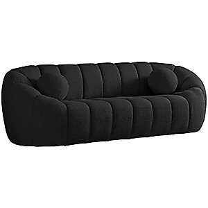 Meridian Furniture 644Black-S Elijah Collection Modern | Contemporary Boucle Fabric Upholstered Sofa, Black, 93.5" W x 34" D x 31" H