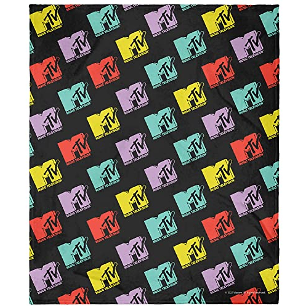 MTV Music Television Retro Toss Iconic 80's Logo Plush Fleece Throw Blanket Wall Scroll