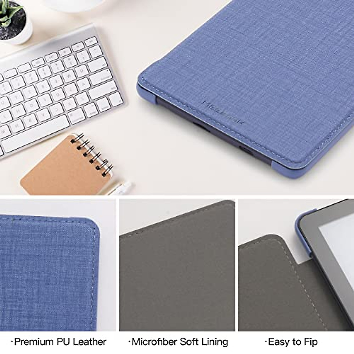 Leather Cover for 6inches Meebook eReader M6, Auto Wake up/Sleep Function