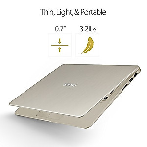 ASUS VivoBook S Thin & Light Laptop, 14" FHD, Intel Core i7-8550U, 8GB RAM, 256GB SSD, GeForce MX150, NanoEdge Display, Backlit Kbd, FP Sensor - S410UN-NS74