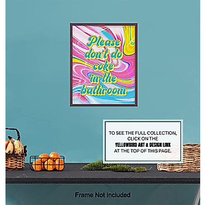 Hippie Trippy Bathroom Wall Art - Bath Wall Decor - Powder room Decor - Restroom Sign - Funny Bathroom Decor - Please Don't Do Coke In the Bathroom Poster - Psychedelic Room Decor - Dorm Room Decor
