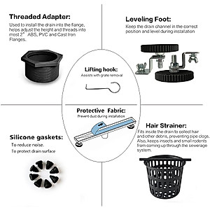 Neodrain 12-Inch Black Linear Shower Drain with Removable Quadrato Pattern Grate,Professional 304 Stainless Steel Rectangle Shower Floor Drain Manufacturer,Leveling Feet,Hair Strainer,Matte Black