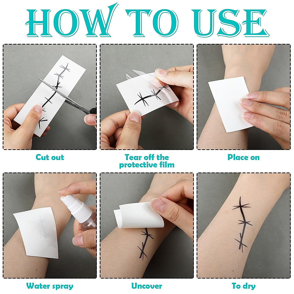 Retisee Costume Accessories Include 20 Sheet Realistic Fake Scars Temporary Tattoos with Solid Colored Opaque Footed Tights Horror Cosplay Accessories for Adults Kids