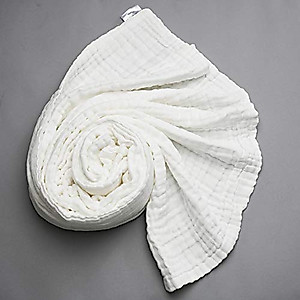 Bamboocart Baby Muslin Swaddle Blanket | Receiving Blanket| Baby Bath Towel | Infant Blanket | Size 41X41 inches| Muslin Cotton Gauze 6 Layer - White