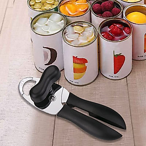 4-in-1 Stainless Steel Can Opener, Hand-Held Can Opener, Multifunctional, Sharp Blade, Labor-saving Handle, Easy To Grasp And Heavy Load, Black