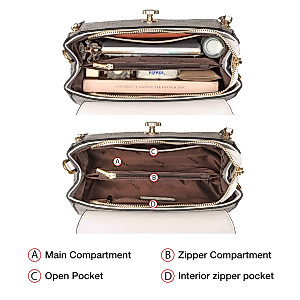 FOXLOVER Small Crossbody Bag for Women PVC Leather Detachable Strap Lightweight Twist Lock Flap（White-Small size）