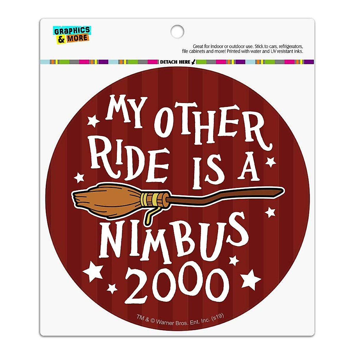Harry Potter My Other Ride is a Nimbus 2000 Automotive Car Refrigerator Locker Vinyl Circle Magnet