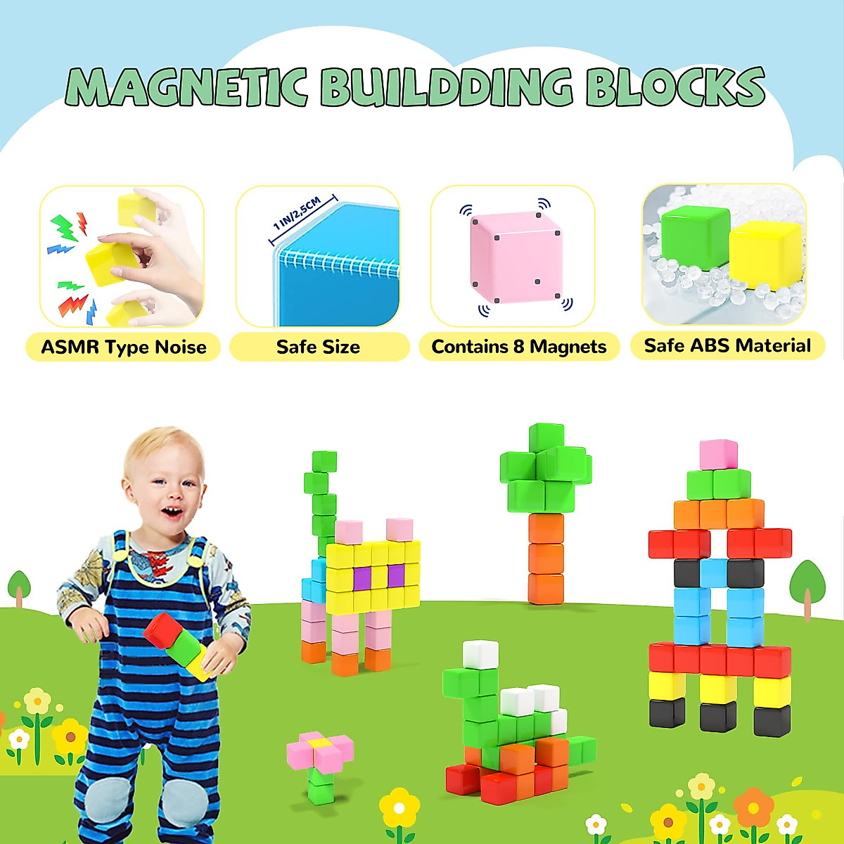 Hiwawind Magnetic Blocks, Toddler Toys for 3 4 5 Year Old Boys Girls, Building Stem Preschool Learning Magnet Sensory Toys for Kids,Classroom Must Haves Christmas Toys Birthday Gifts for Kids 3+…