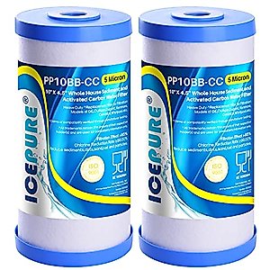 ICEPURE 5 Micron 10" x 4.5" Whole House Water Filter Compatible with GE FXHTC, GXWH40L, RFC-BBSA, W50PEHD, GXWH35F, GNWH38S, Dupont WFHD13001, R50-BB, Pack of 2
