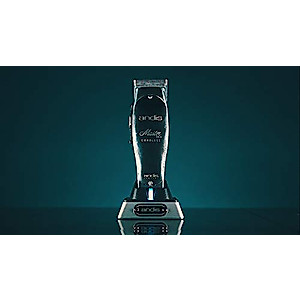 Andis 12470 Professional Master Corded/Cordless Hair & Beard Trimmer, Adjustable Carbon Steel Blade Hair Clipper for Close Cutting, Chrome, Silver - 5 Piece Set