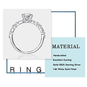 MOOSEA Moissanite Engagement Rings for Women, 1ct Round D Color VVS1 Clarity Lab Created Diamond Wedding Rings 14K White Gold Vermeil Moissanite Solitaire Ring for Women Wife Anniversary Rings Gifts