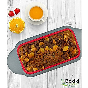 Boxiki Kitchen Baking Essentials - 12 Cup Mini Muffin Pan with Silicone Liners & Silicone Bread Loaf Pan 9 x 5 Inch.