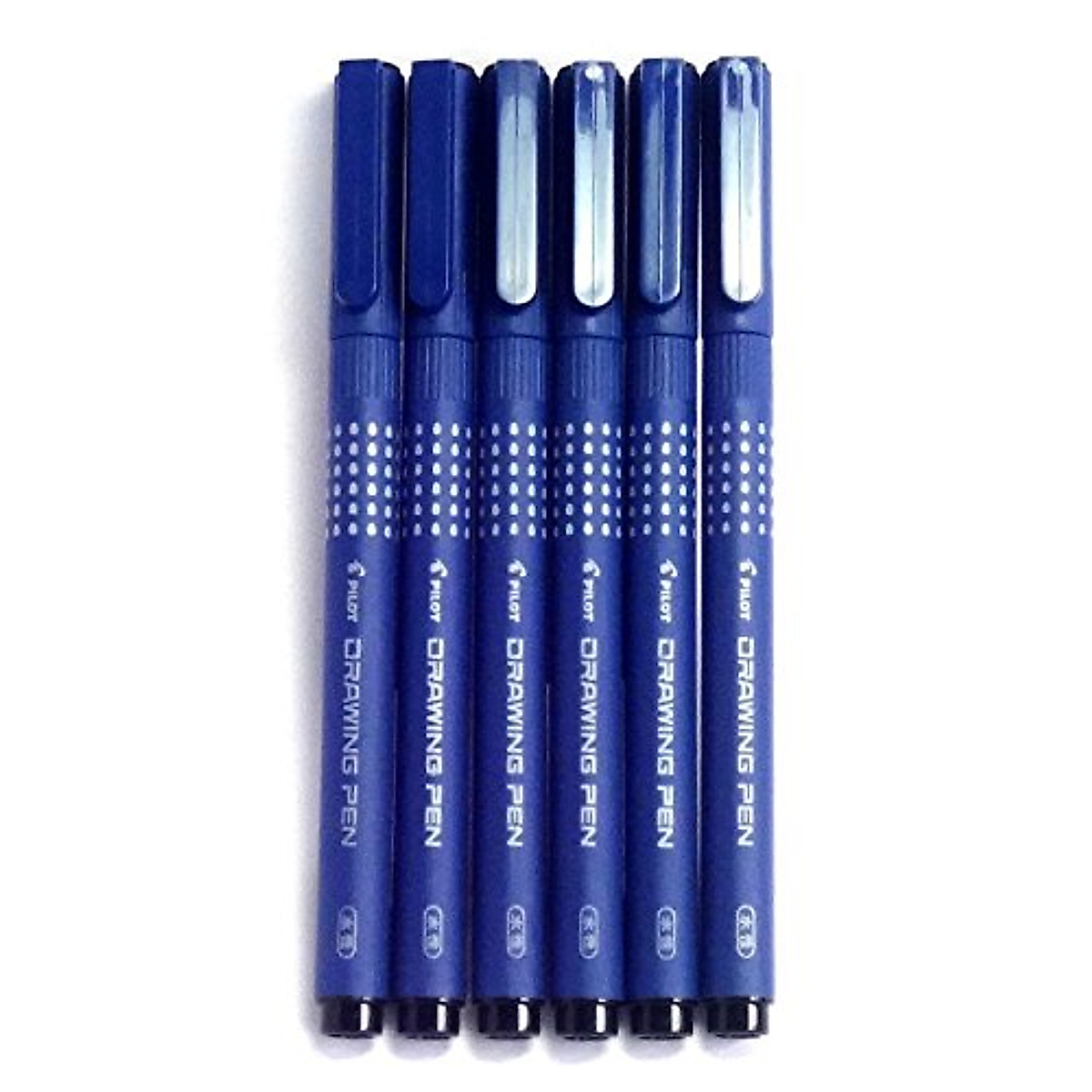 Pilot Drawing Pens, Pack of 6 Assorted Tip Sizes (0.05mm-0.8mm) , Black Ink (Japan Import)