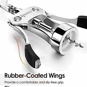 IPOW Wine Opener, Zinc Alloy Wine Bottle Opener, Wing Corkscrew Heavy Duty, Manual Multifunctional Cork Screw for Waiter, Silver
