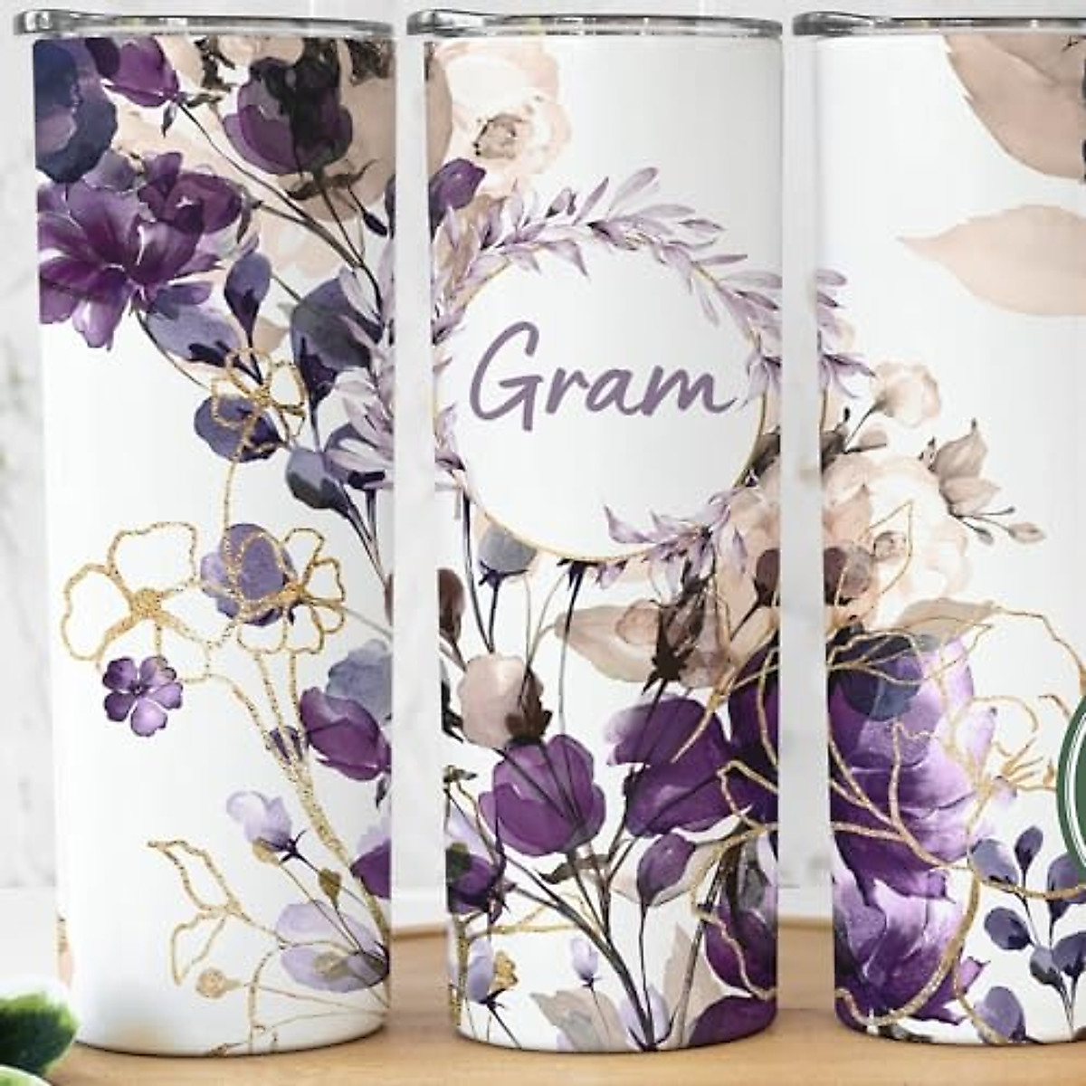 Watercolor Flower Skinny Tumbler, Straight Stainless Steel Insulated Skinny Cups, Vacuum Double Wall Travel Coffee Mug, Birthday Gift, Gift for Mom (20 oz)