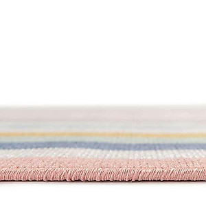 Unique Loom Lotus Collection Area Rug - Guyana (5' 3" x 8' Oval, Multi/ Blue)