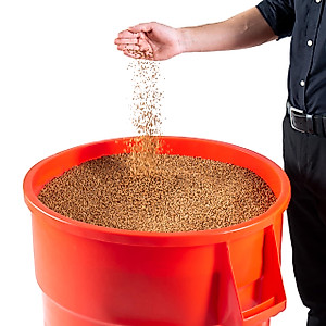 PRO&Family 55 Gallon Trash Can with Lid Round Ingredient Storage Containers Recycling Bin Kitchen Garbage Can Office Garbage Can Trash Barrel Plastic Barrel Yard Waste Bin Outdoor Trashcan (4, Red)