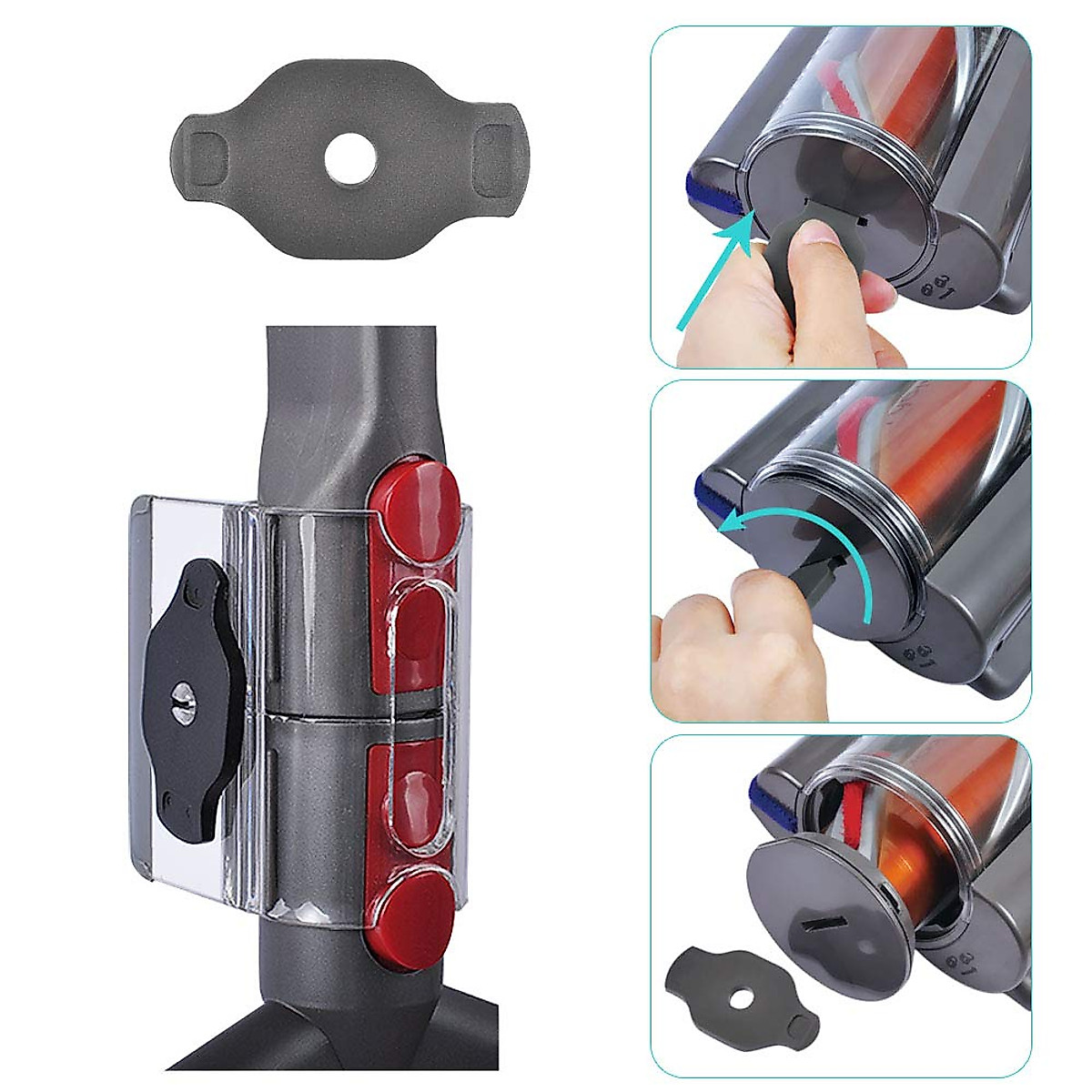 KEEPOW Accessory Holder Attachment Clip Compatible with Dyson V11 V10 V8 V7 Vacuum Cleaner with Roller Brush Key