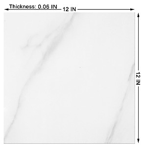 WESTICK Marble Vinyl Tiles Peel and Stick Floor Bathroom Floor Tile Peel and Stick Waterproof Non-Slip Stick on Tiles Marble Vinyl Flooring for Bedroom Kitchen RV Camper Laundry Room 12" x 12" 5 PCS