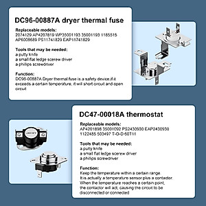 DC97-14486A Heating Element Assembly Dryer Replacement Part for Samsung & Kenmore Replaces DC97-14486D DC9714486A AP4342351 DC97-08891A 1795935 EAP2432265 PS2432265 (with DC96-00887A & DC47-00018A)