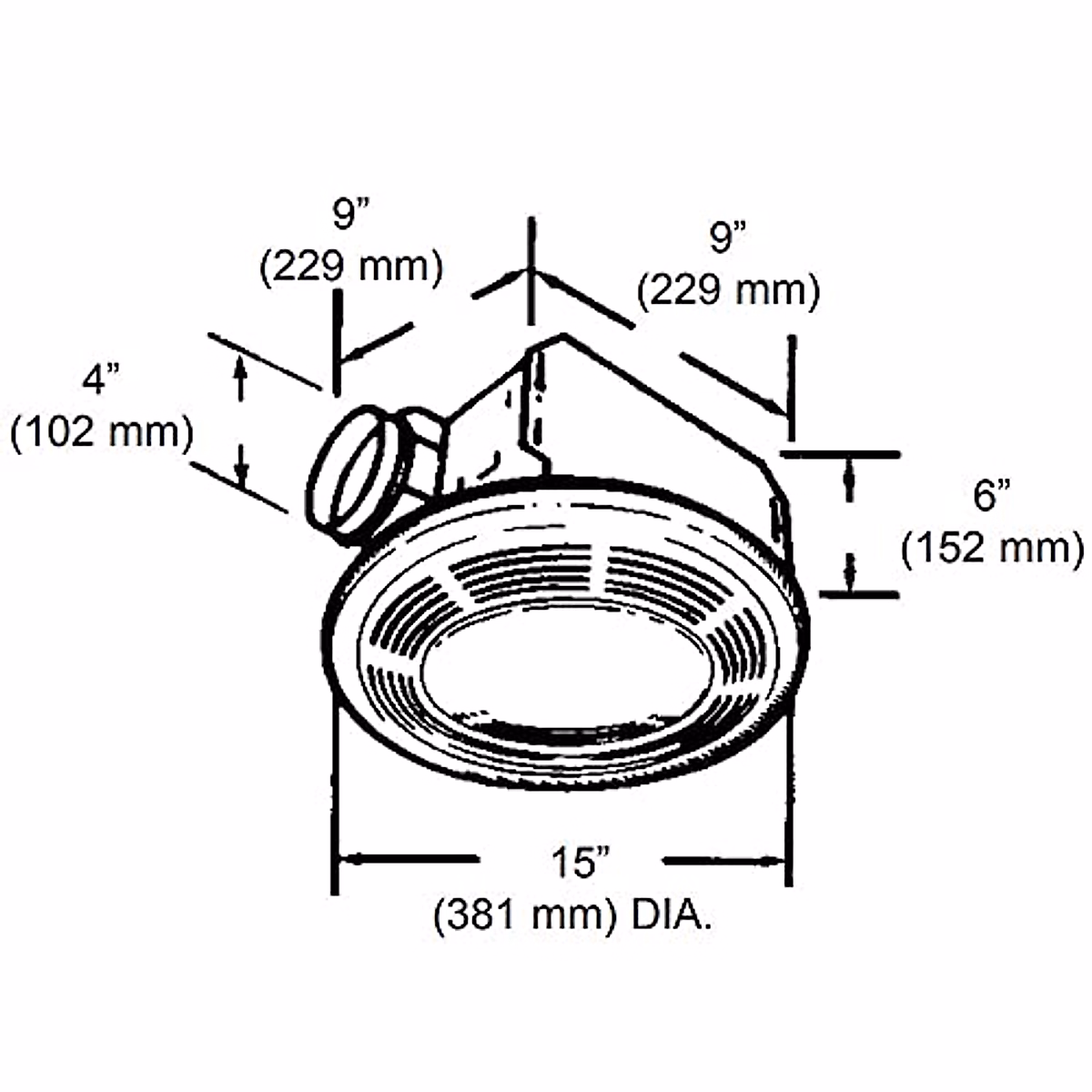 Broan-Nutone 8664RP Exhaust Fan and 100-Watt Incandescent Light with Glass Lens, Bathroom Ceiling Ventilation Fan, 100-Watts, 100 CFM, White