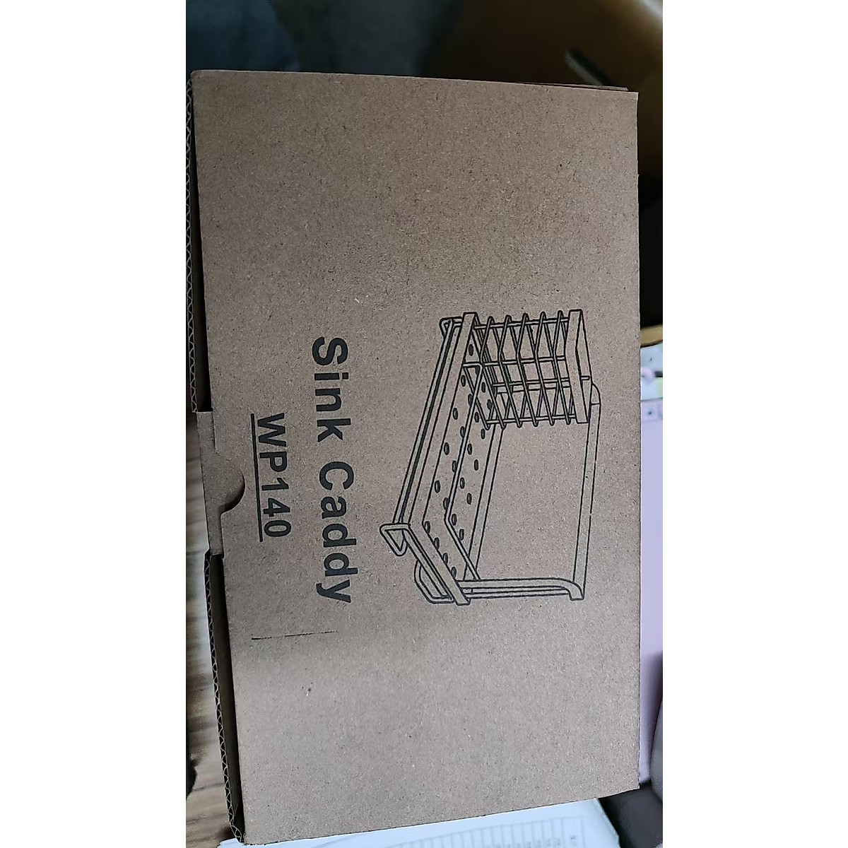 Nieifi Sink Caddy Organizer Countertop Sponge Brush Soap Holder with Drain Pan Stainless Steel for Kitchen Black