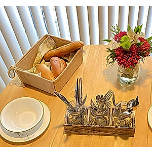 Decorative Basket Rectangular Burlap Fabric Storage Bin Collapsible Organizer for Home, Decor and Gifts (Large 14 x 9.75 x 4 inches)