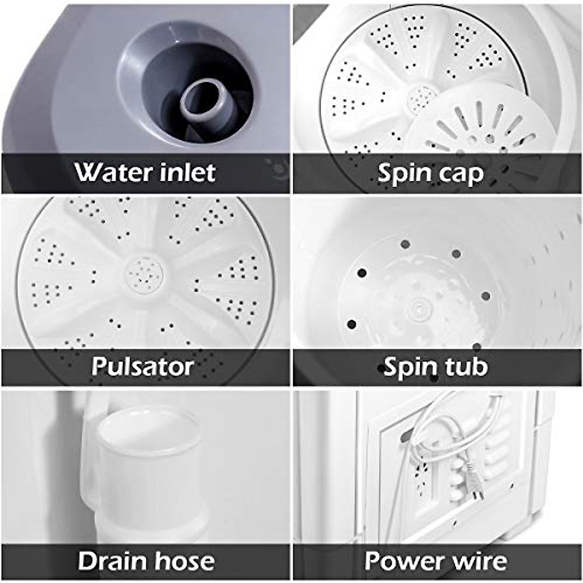 Giantex Washing Machine, Twin Tub Washer and Dryer Combo, 20Lbs Capacity (12Lbs Washing and 8Lbs Spinning), Compact Portable Mini Laundry Washer for Apartment, Semi-Automatic, Inlet and Drain Hose