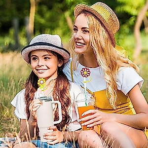 BUKBUVLO Straw Cover Cap Set of 8, Flower Reusable Silicone Straw Topper Compatible with Stanley 30 oz 40 oz Tumbler, 7-8mm Straw Top Covers for Wate Cups Accessories (Color D-8pcs)