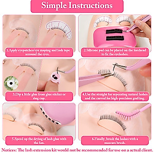 Eye Lash Extension Kit for Practice, 345 PCS Lash Kits with Replaced Eyelids Mannequin Head, Individual Lashes, Lash Extension Glue Tools Everything for Eyelash Extension Beginners Training Makeup