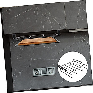 BESTonZON Stainless Steel Hanging Chopping Board Rack, Black, 20 in