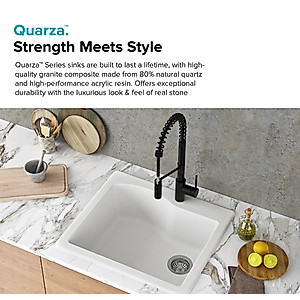 KRAUS KGD-441 Quarza 25-inch Dual Mount Single Bowl Granite Kitchen Sink in Black