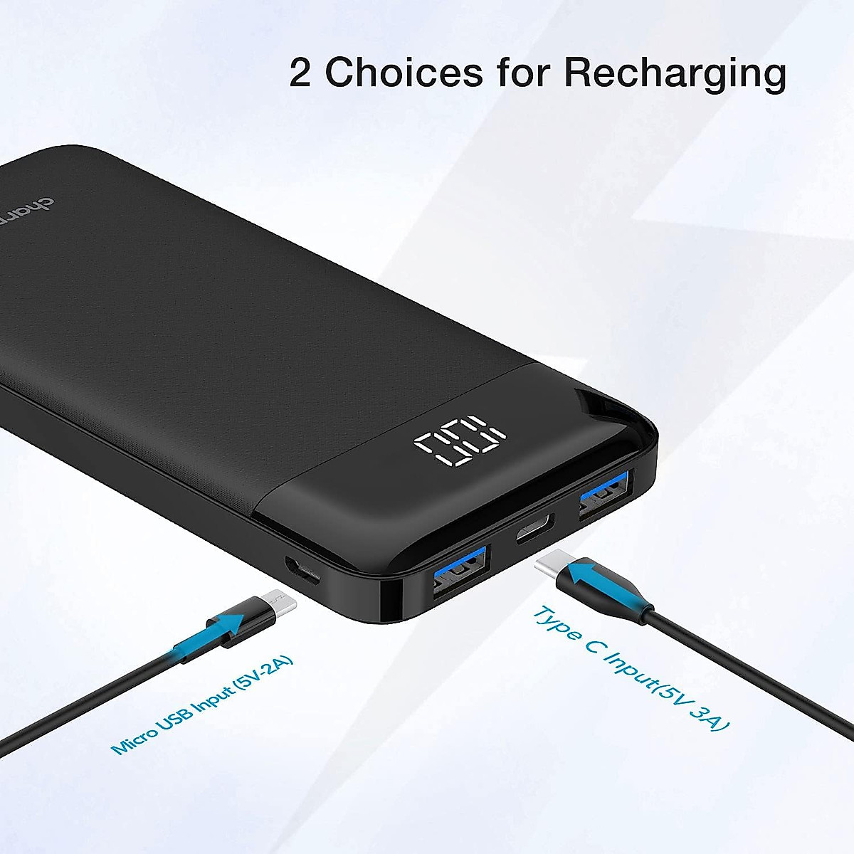 Portable Charger with Built in Cables, Portable Charger with Cords Wires Slim 10000mAh Travel Battery Pack 6 Outputs 3 Inputs 3A Fast Charging Power Bank for Samsung Google Pixel LG Moto iPhone iPad