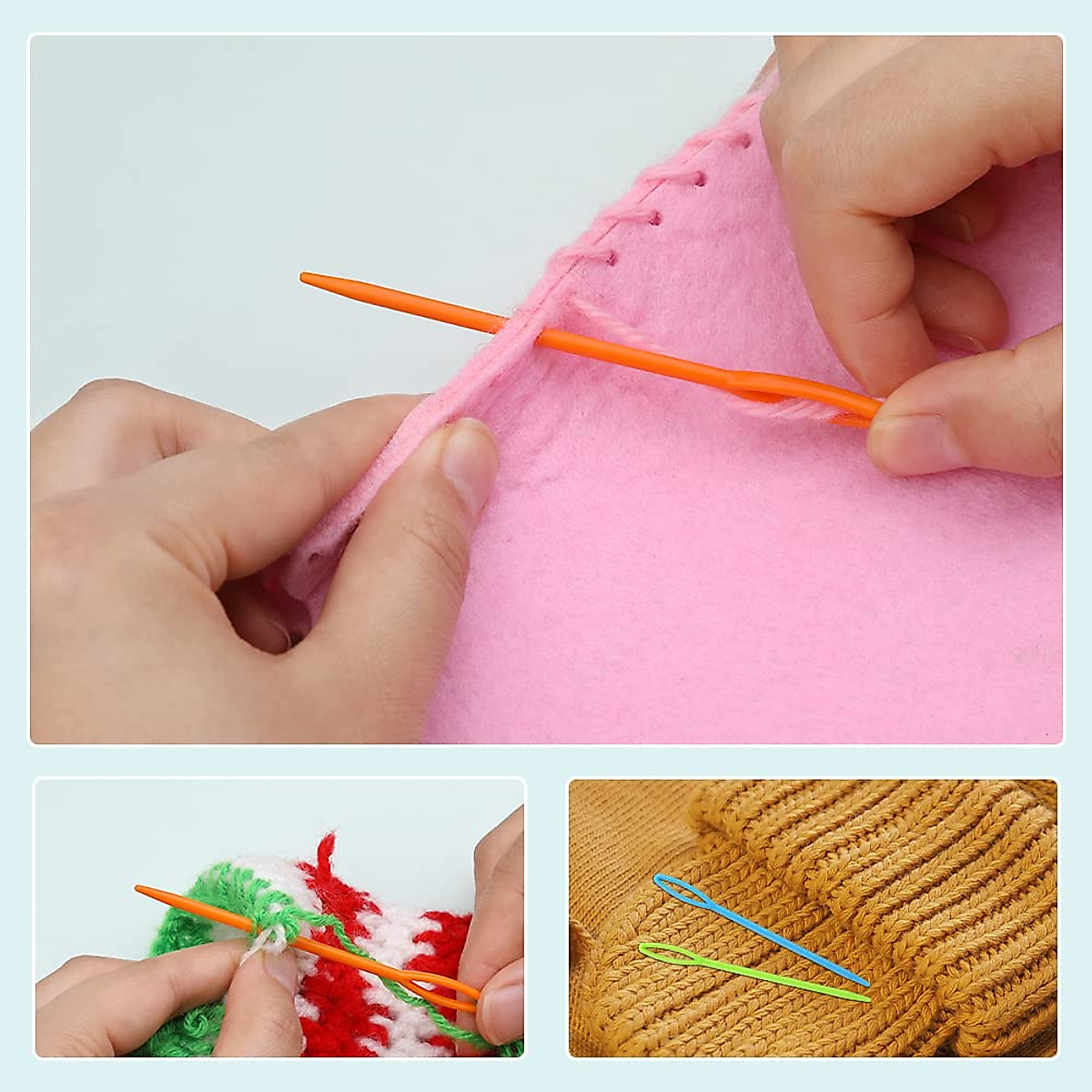 LUNARM 50PCS Plastic Needles for Yarn, 9cm/3.54inch Large Eye Plastic Yarn Sewing Needles for Canvas Craft Embroidery, DIY Sewing Handmade